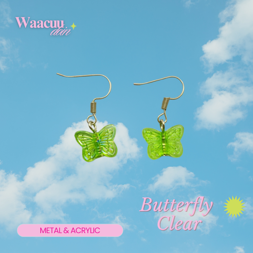 Jual Waa Cuu - Yoona Butterfly Clear Green Korean Earrings Anting ...