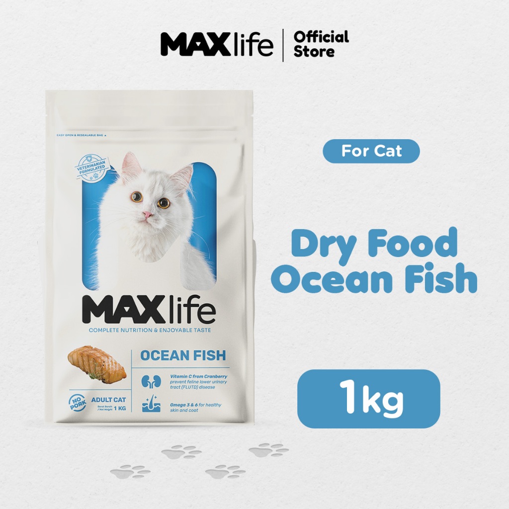 Jual MAXlife Dry Cat Food Adult Ocean Fish 1kg | Shopee Indonesia
