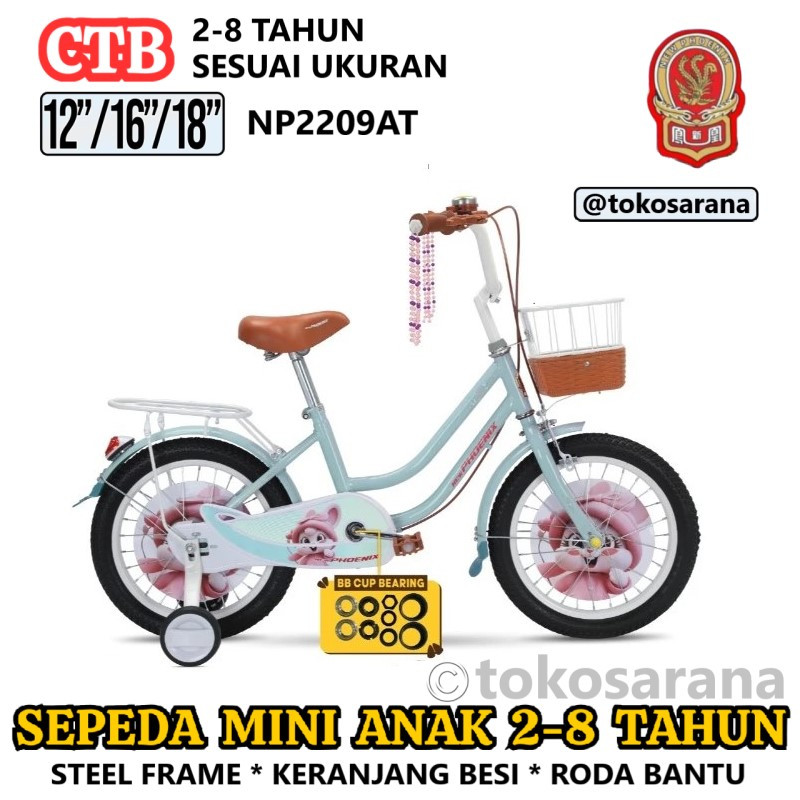 Jual Sepeda Anak New Phoenix NP2209AT Golden Juicy CTB 2-8 Tahun 12 16 ...