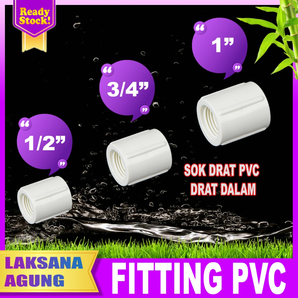 Jual Pvc Sok Drat Dalam 1 2 3 4 1 Inch Sambungan Pipa Pvc 1 2