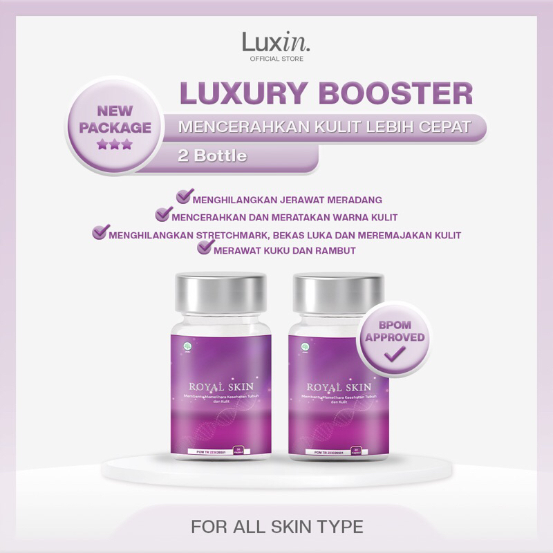 Jual (NEW PACKAGING) Luxury Booster 2 Paket Isi 4 Botol Mencerahkan Kulit 15X Extra Whitening ...