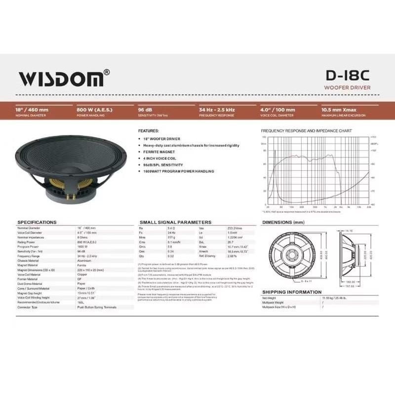 Jual Speaker Wisdom 18 inch D18C / speaker 18" D - 18 C Original ...