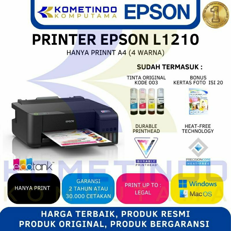 Jual L1210 Epson EcoTank A4 Ink Tank Printer / Print Only / Garansi ...