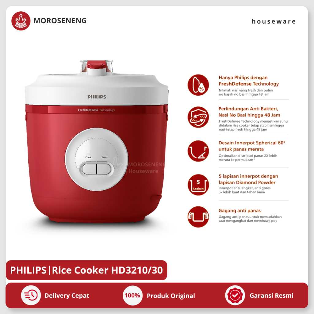 Jual Philips Rice Cooker Magicom 1.8 L - 3000 Basic Series HD3210/30 ...