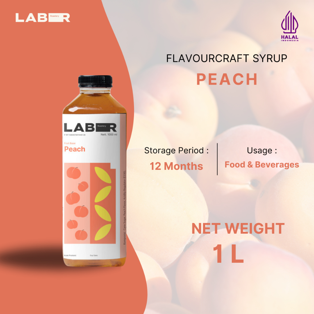 Jual LABR Peach Syrup (Sirup Peach) 1L | Shopee Indonesia