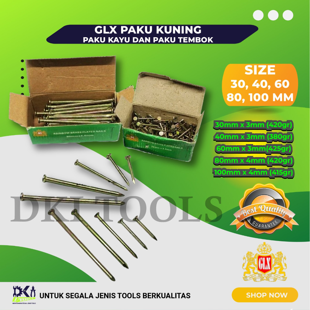 Jual GLX Paku Tembok dan Kayu Kuning 30 40 60 80 100 mm 1 Kotak ...
