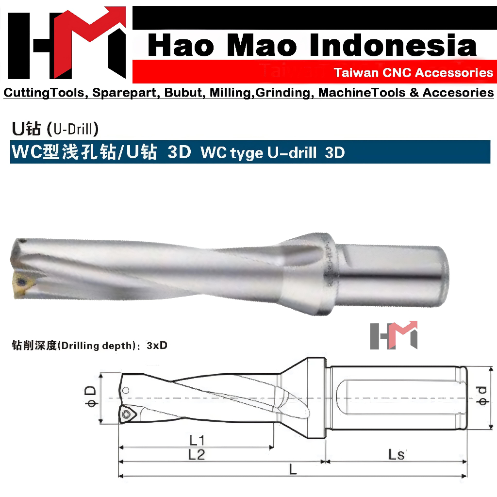 Jual WC Type U-Drill 3D WC06-C32-3D Merk HM Made In Cina | Shopee Indonesia