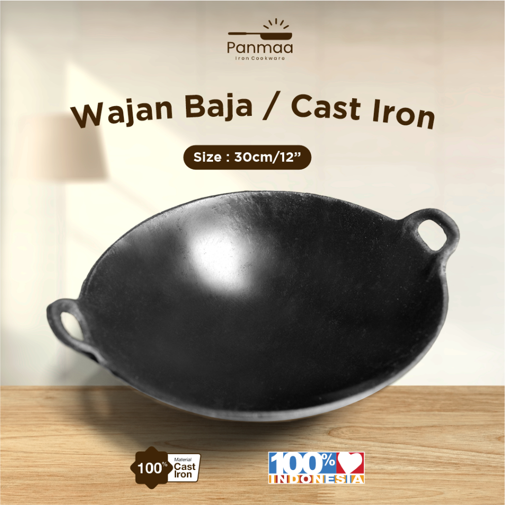 Jual Wajan Baja Cor Seasoned 11” (28cm) Tebal Anti Lengket/Kuali Besi ...