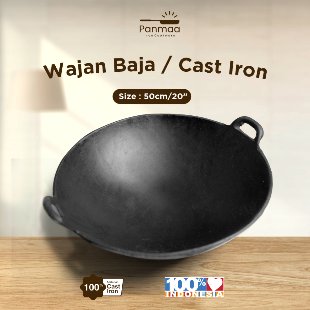 Jual Wajan Baja Cor Seasoned 20” (50cm) Tebal Anti Lengket/Kuali Besi ...