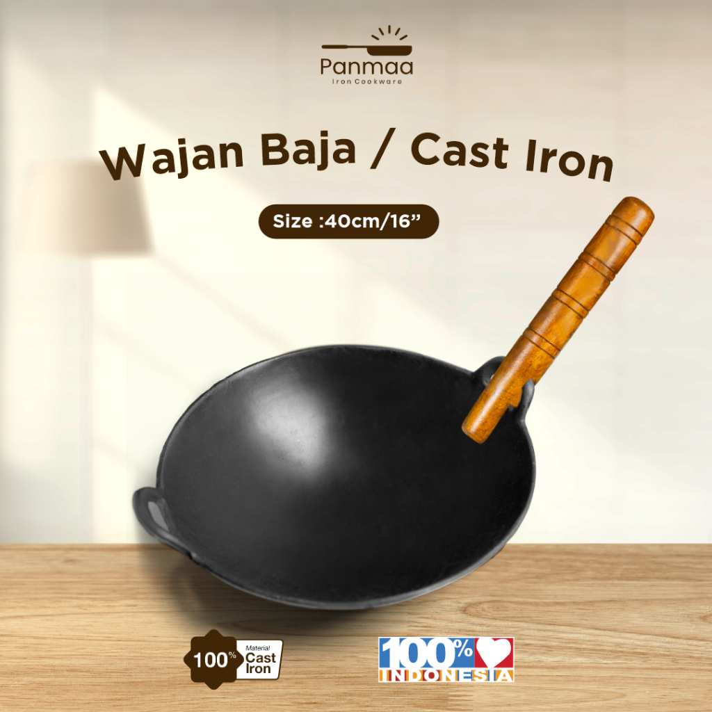 Jual Wajan baja cor 16” (40cm) tebal anti lengket / wajan nasi goreng ...
