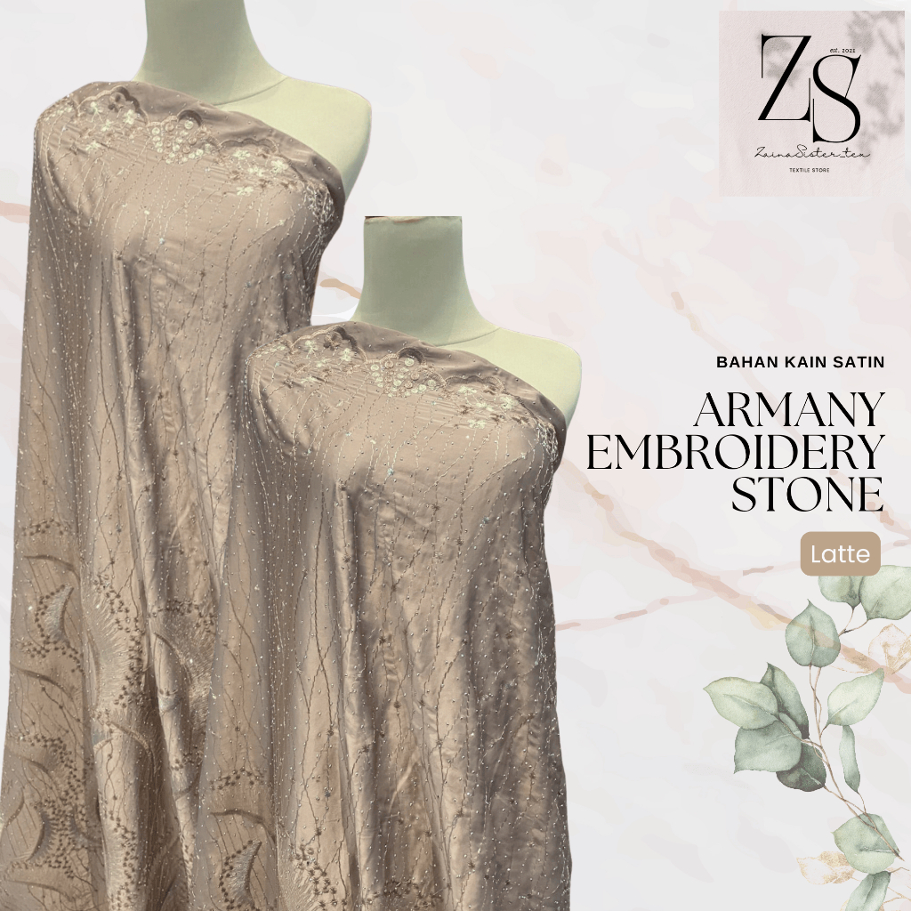 Jual Bahan Kain Silk Bordir || Armany Embroidery Stone Mewah | Silk ...