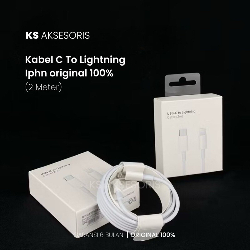 Jual Kabel Lightning Fast Charging - USB-C To Lightning Kable 2 Meter Original 100% | Shopee ...