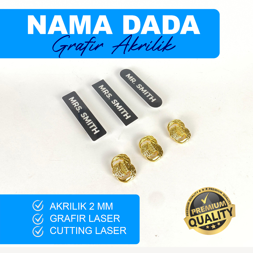 Jual Papan Nama Dada Grafir Murah + Pin Korpri Kuningan Lencana Korpri ...