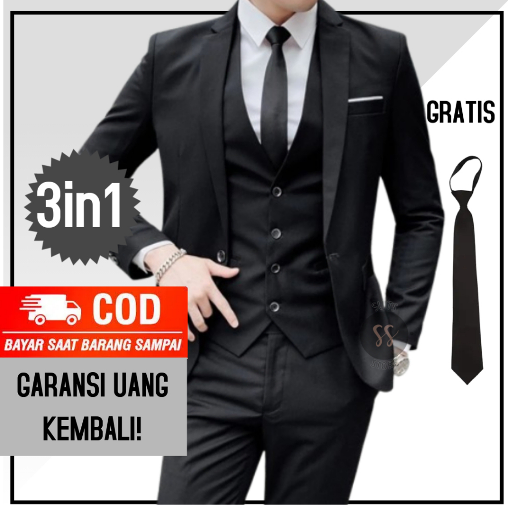 Jual SETELAN JAS PRIA 3in1/SETELAN JAS ROMPI CELANA FORMAL PRIA/SETELAN JAS NIKAH/SETELAN BLAZER ...
