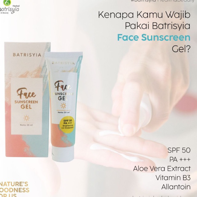 Jual Batrisyia Face Sunscreen Gel SPF 50 PA+++ | Shopee Indonesia