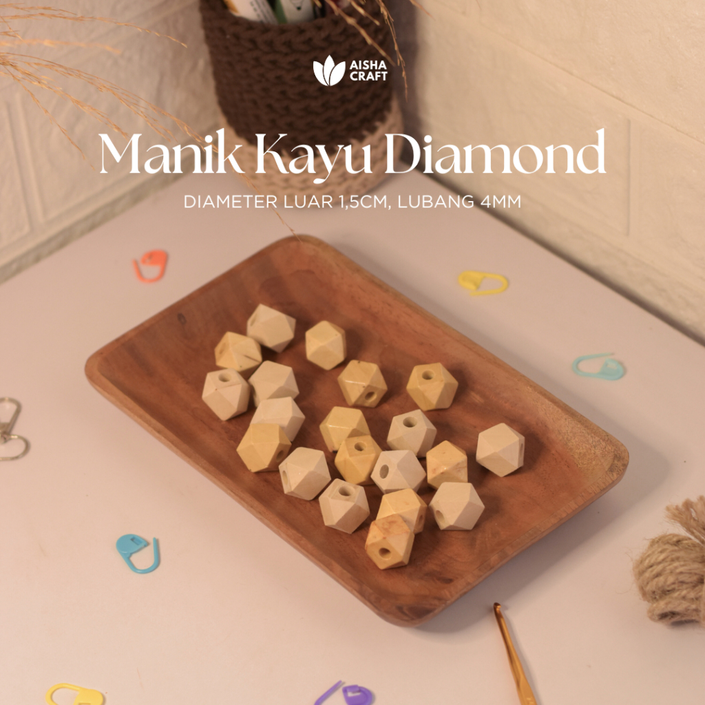 Jual Manik Kayu Diamond Diameter Luar 15MM Diameter Lubang 4MM (HARGA ...