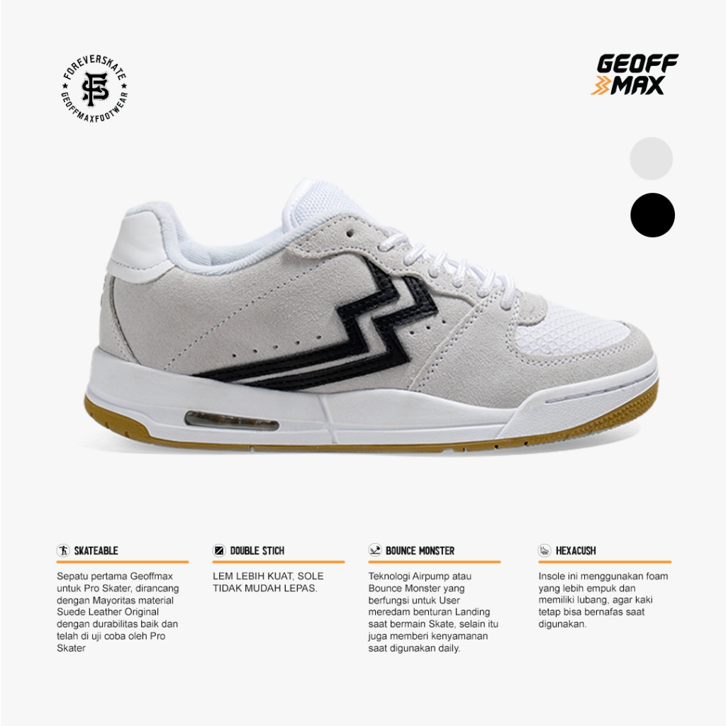 Jual Geoff Max - Stance Fs All White Lifestyle Shoes Pria & Wanita ...