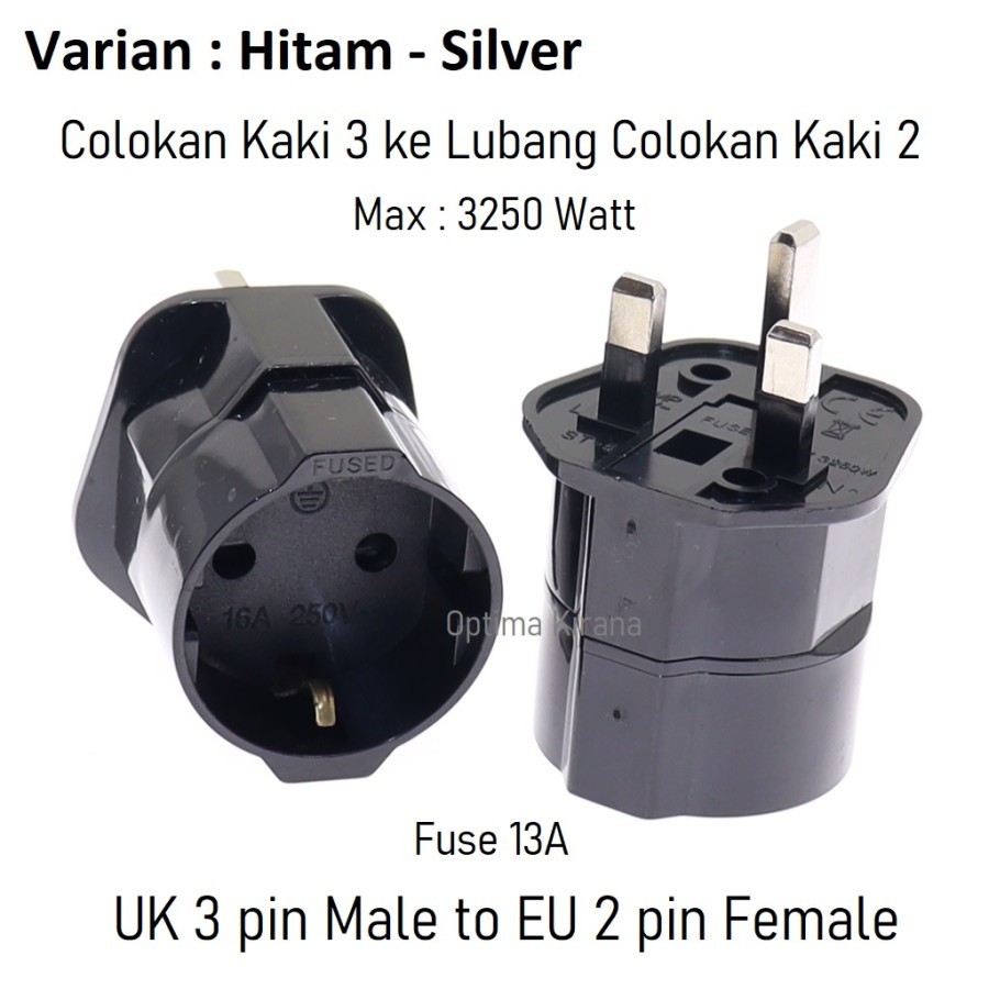 Jual COLOKAN AC OVER STEKER Travel Adapter KAKI 3 UK Uni Emirat Arab ...