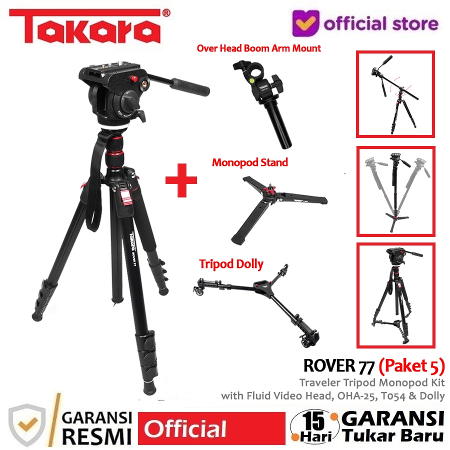 Jual Takara ROVER 77 2 in 1 Traveller Fluid Head Video Tripod Monopod ...