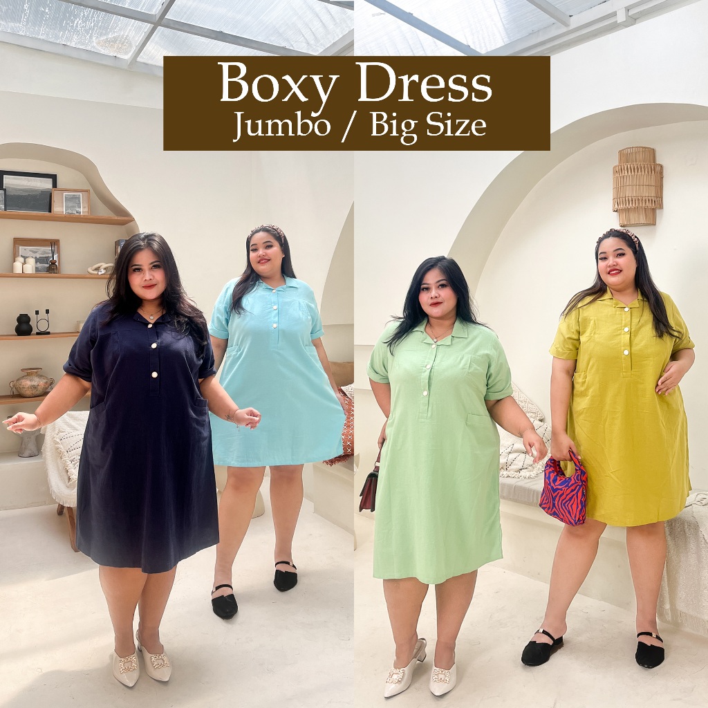 Jual MOKMOK - Boxy Dress BigSize JumboSize | Shopee Indonesia