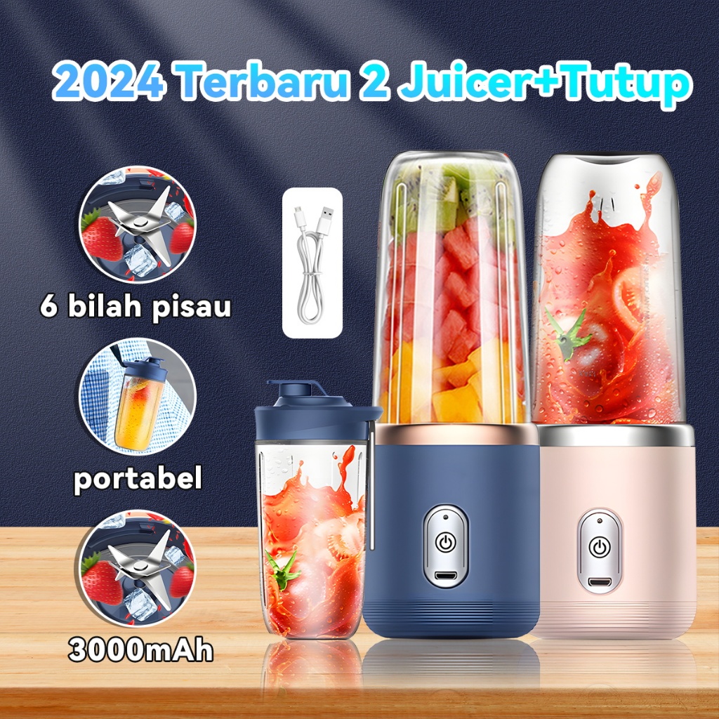 Jual Blender Jus Mini Portabel Baru, Pembuat Jus USB 6 Pisau, Pembuat ...