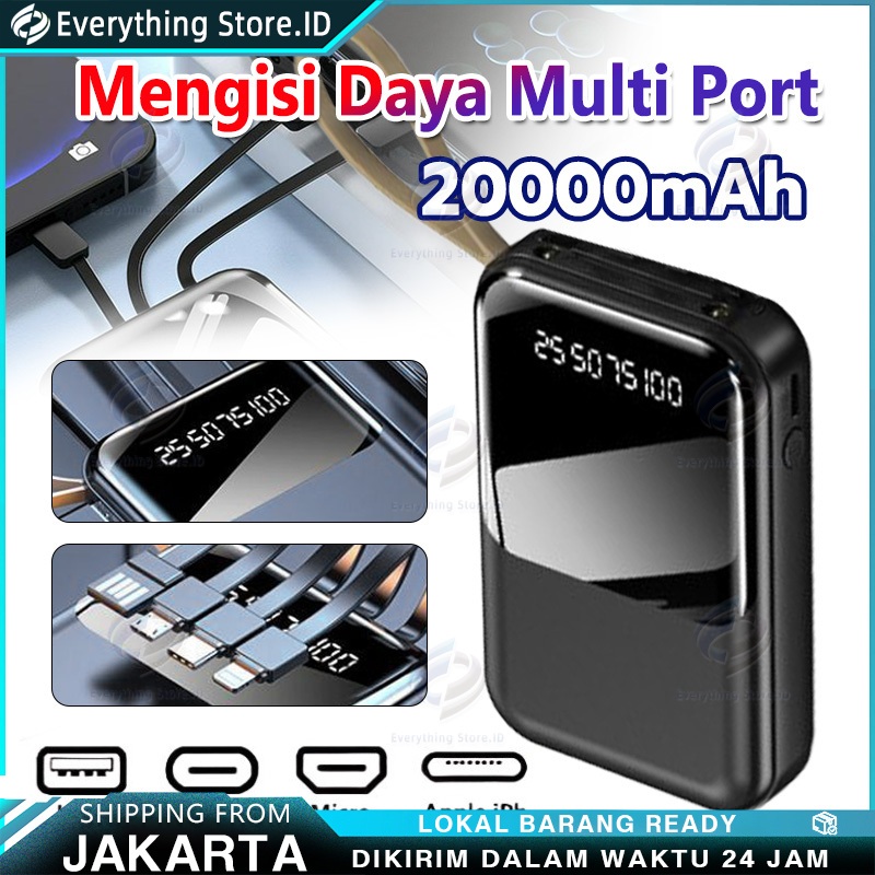 Jual Powerbank 20000 mAh mini size with 4 usb fast charging Lightweight ...
