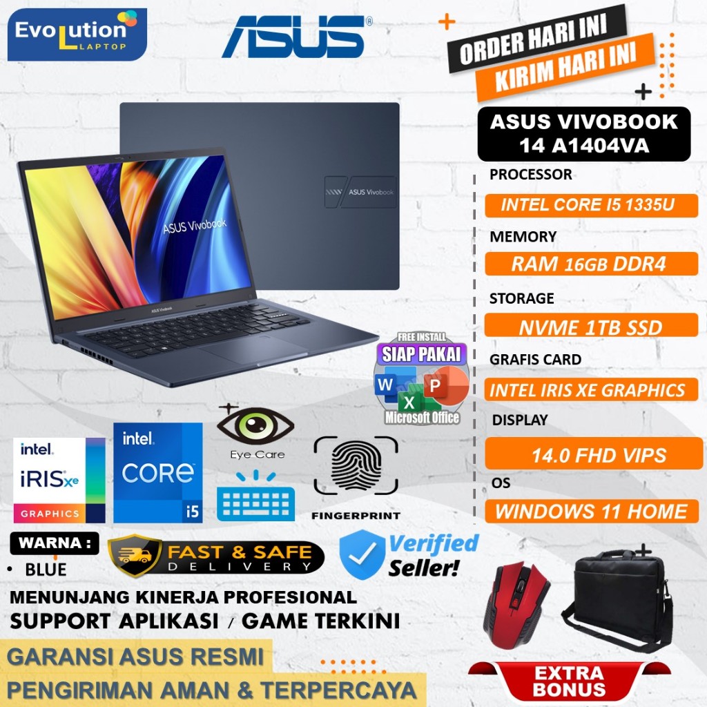 Jual Laptop Asus Vivobook 14 A1404VA VIPS551 Core i5 1335U 16GB 512GB ...