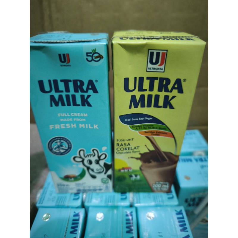 Jual Ultra Milk Susu UHT 200 Ml - Varian Rasa Coklat & Full Cream | Shopee Indonesia