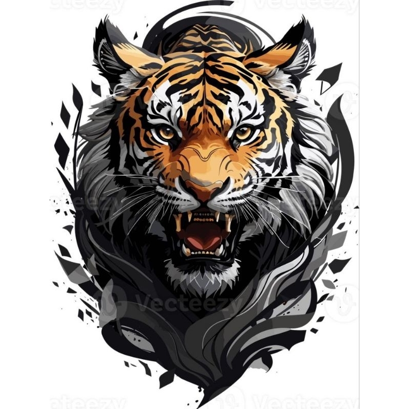 Jual stiker gambar kepala harimau size 15x20 cm print cut | Shopee ...