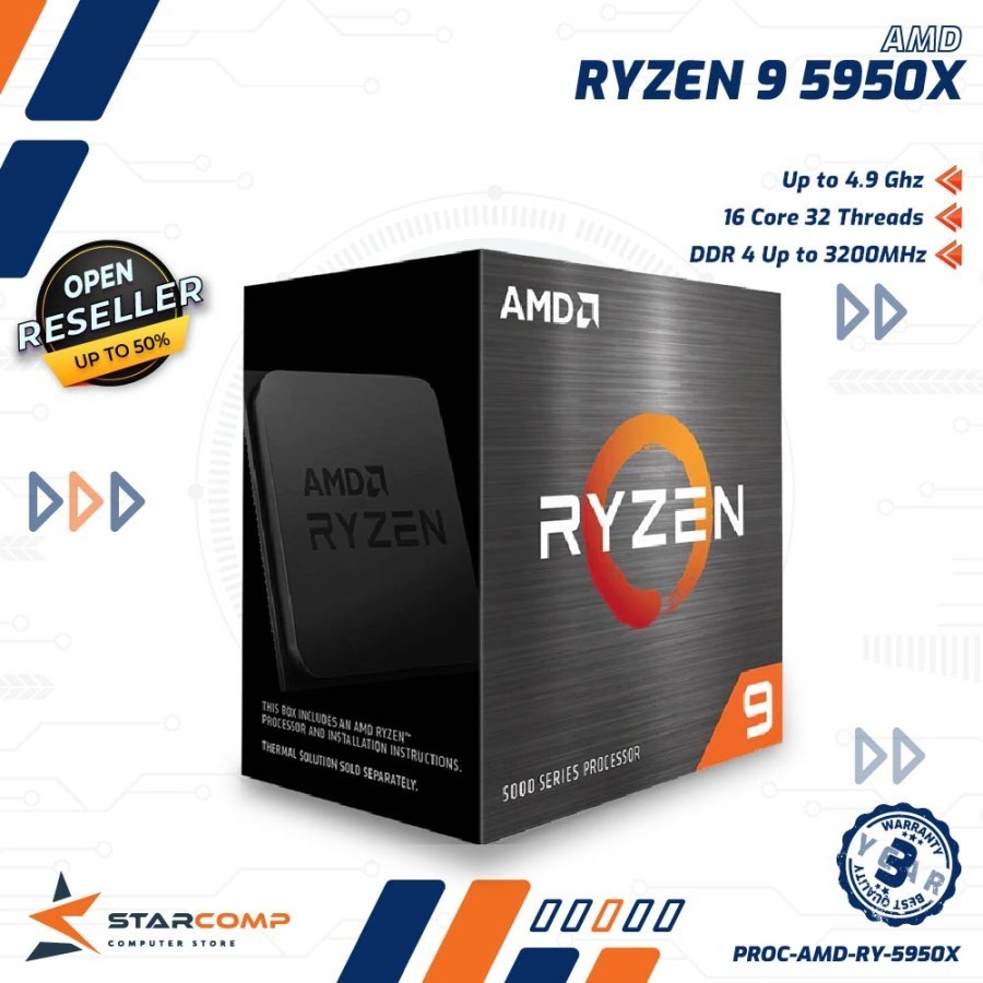 Jual AMD Ryzen 9 5950X 3.4Ghz Up To 4.9Ghz Cache 64MB 105W AM4 Box ...