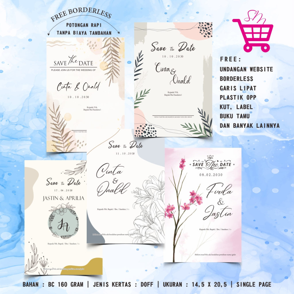 Jual Undangan Pernikahan Aesthetic / Undangan Satu Lembar / Undangan ...