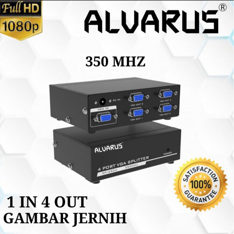 Jual ORI VGA SPLITER 1 to 4 PORT 350MHZ WITH ADAPTOR/ VGA SPLITTER 4 ...