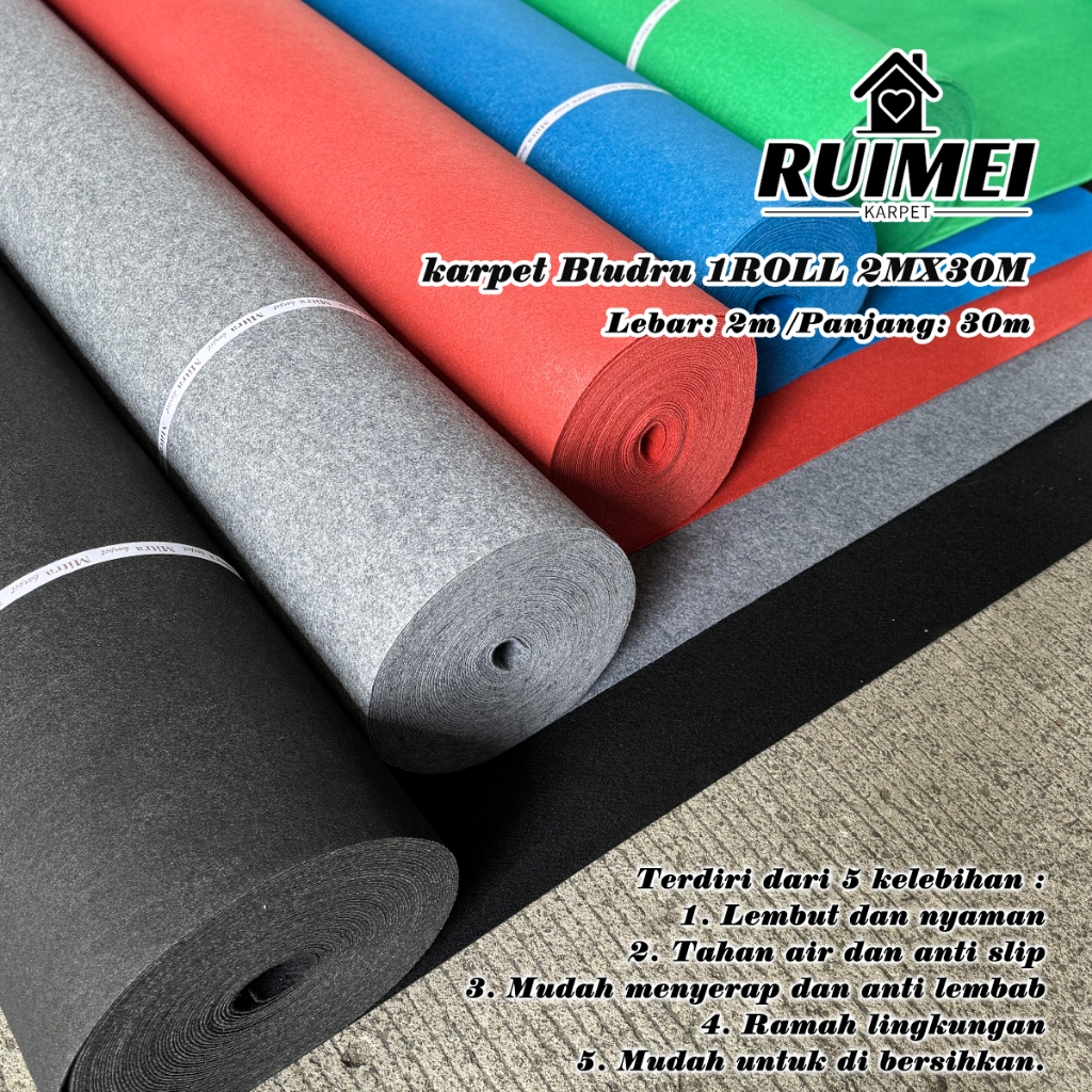 Jual RUIMEI Karpet Bludru 1 Roll 2x30M Karpet Pameran/Karpet Panggung ...