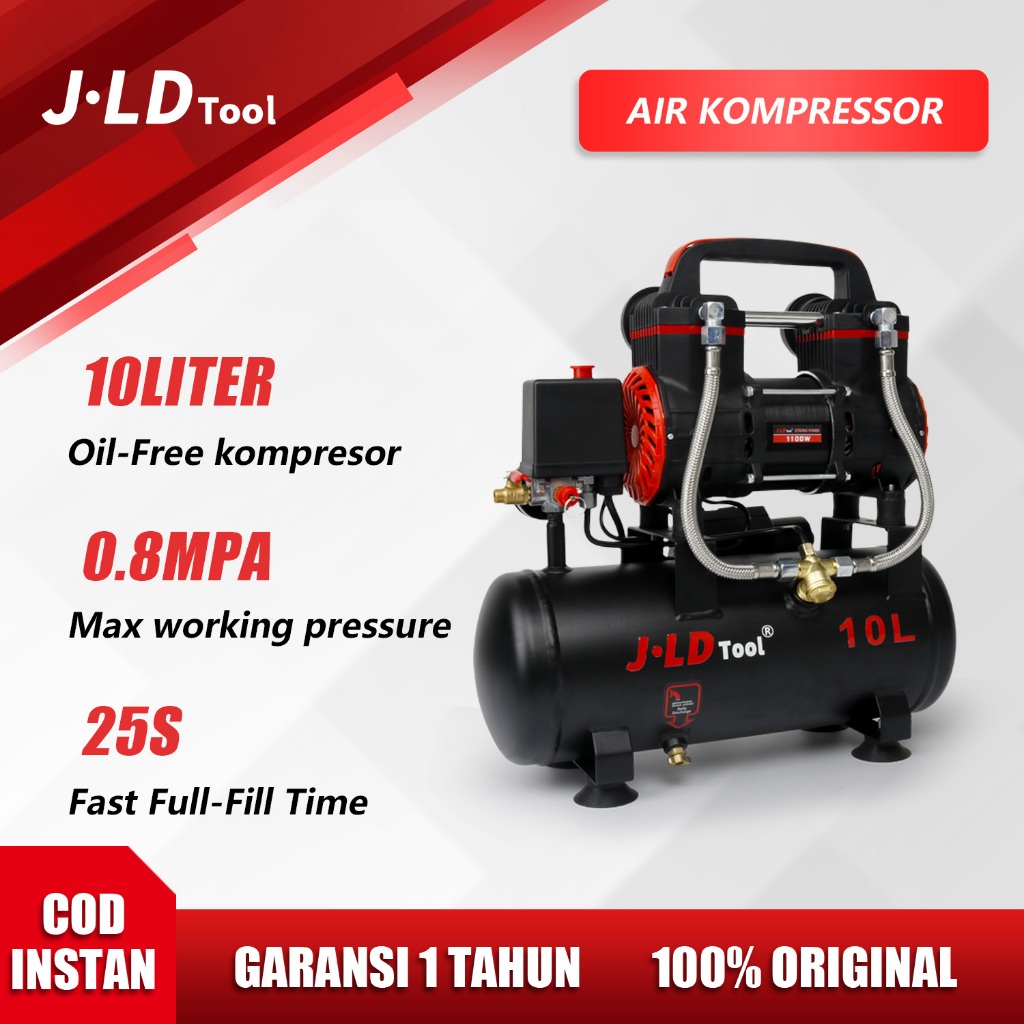 Jual J.LD Kompresor Angin Listrik Oil Free 10L 1100W 1.2HP Air ...