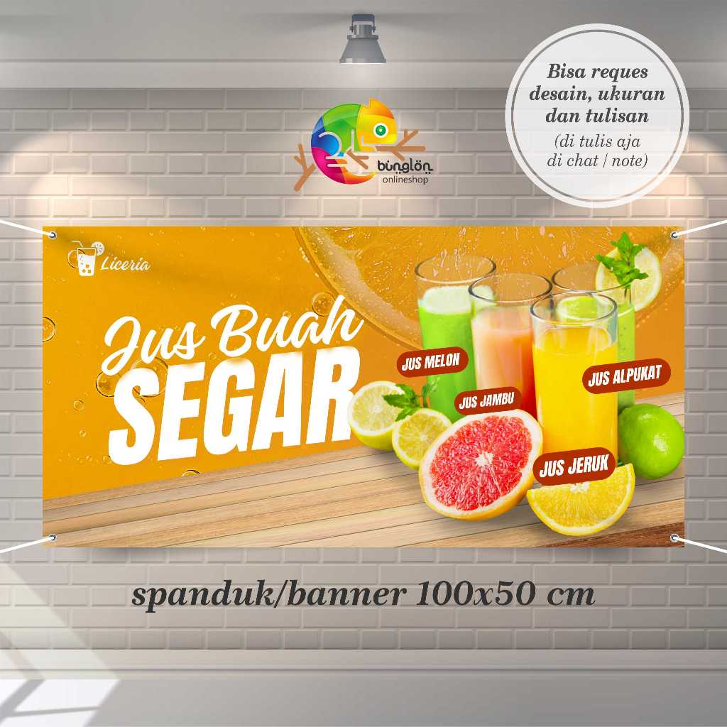 Jual Cetak Spanduk Banner Kuning Segar Usaha Minuman Jus Buah | Shopee ...