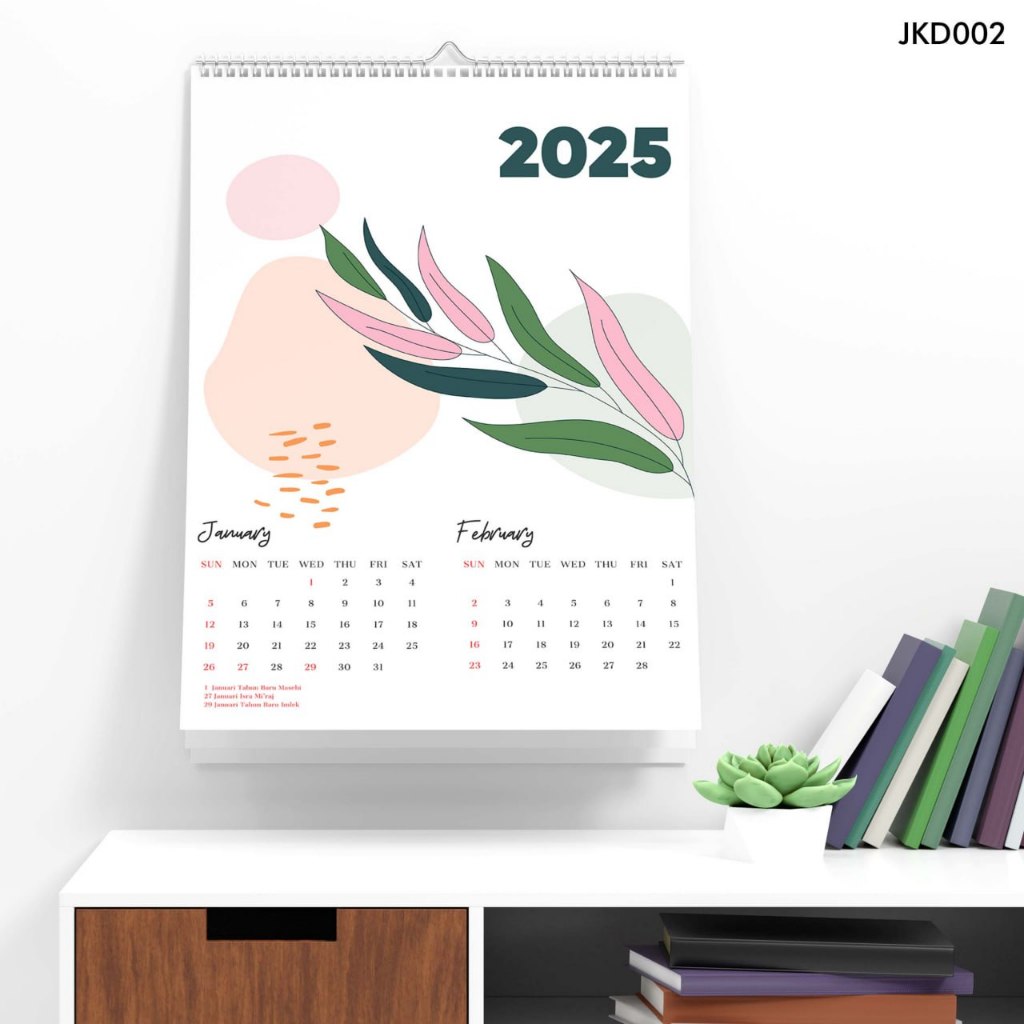 Jual Kalender Dinding Spiral Tahun 2025 A3 isi 7 Lembar Aesthetic Motif ...