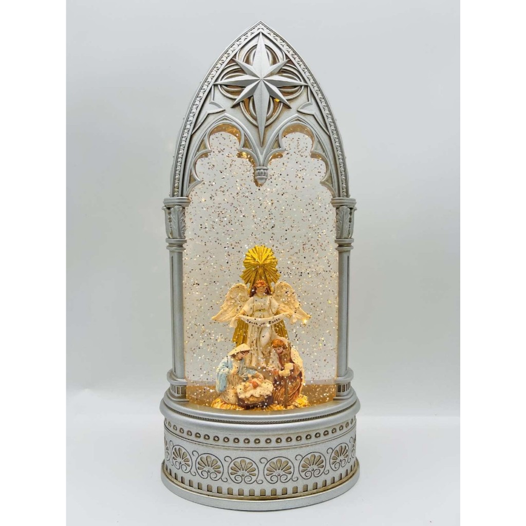 Jual Glass dome snow globe Portal of time Antique silver Guardian angel ...