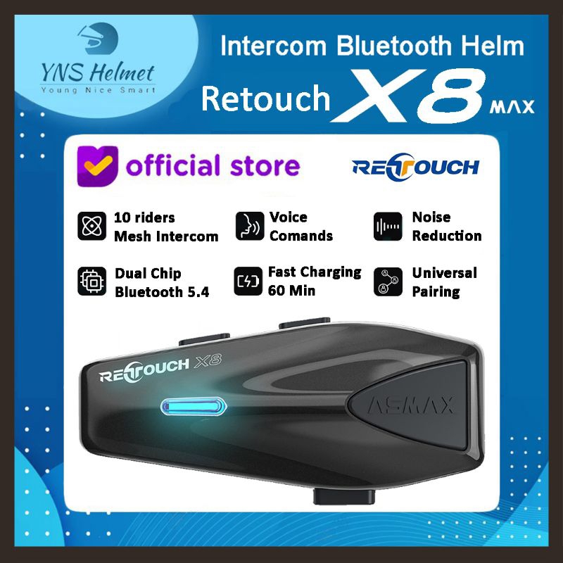 Jual Intercom Bluetooth Helm Retouch X8 Max Mesh | Shopee Indonesia