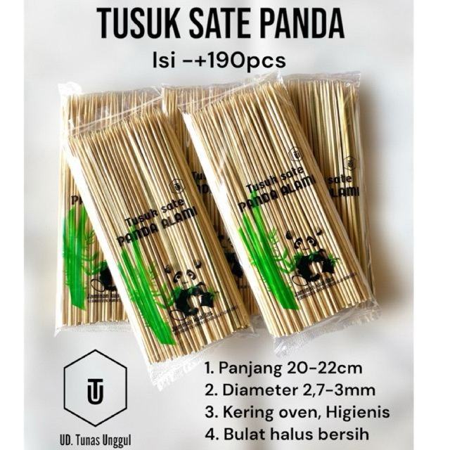 Jual 5 PACK TUSUK SATE PANDA ALAMI isi -+190pcs 20-22cm/Tusuk sate kambing/Tusuk buket/tusuk es ...
