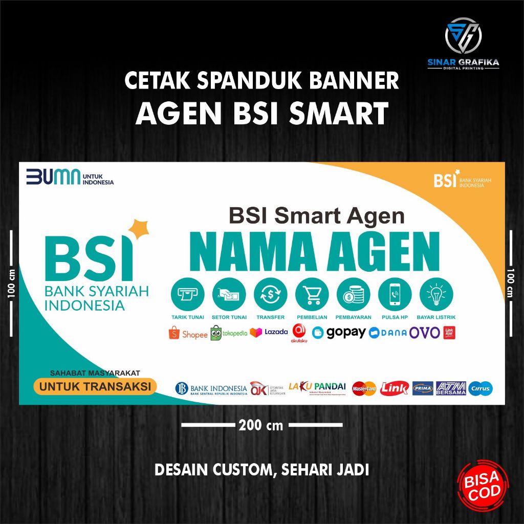 Jual Spanduk Banner Agen BSI Smart, Desain & Ukuran Bisa Custom ...