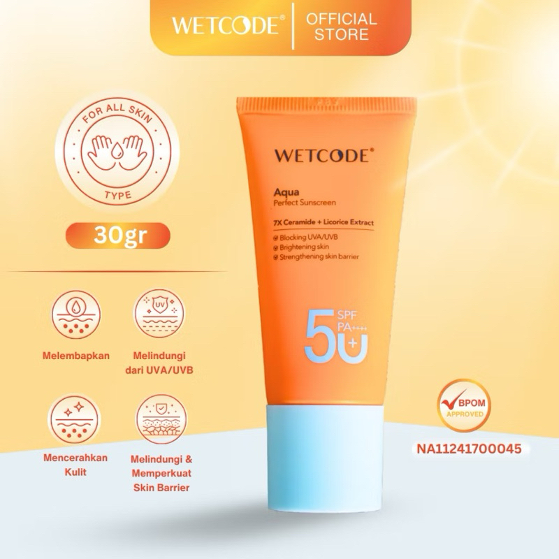Jual WETCODE Aqua Perfect Sunscreen 7x Ceramide Niacinamide Sunscreen SPF 50 PA++++ 30 ml ...