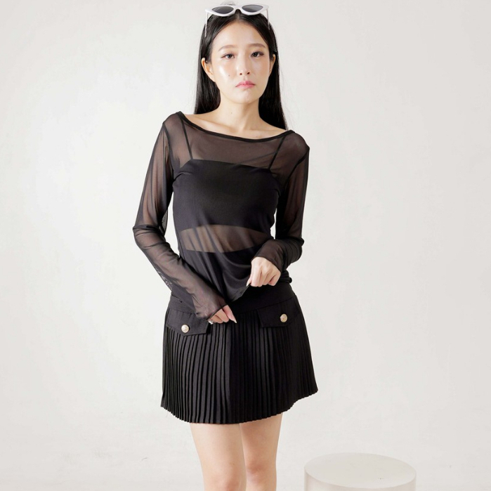 Jual 99kOUTLET Women Top Transparant Long Sleeve Off Shoulder 3158 ...