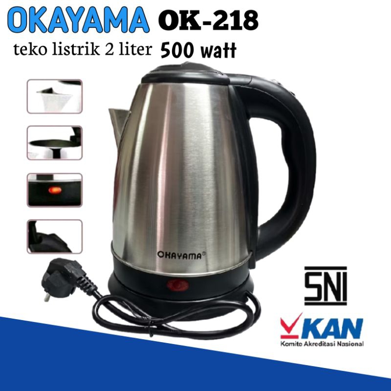 Jual teko listrik OKAYAMA OK 218 teko listrik pemanas air 2 liter | Shopee Indonesia