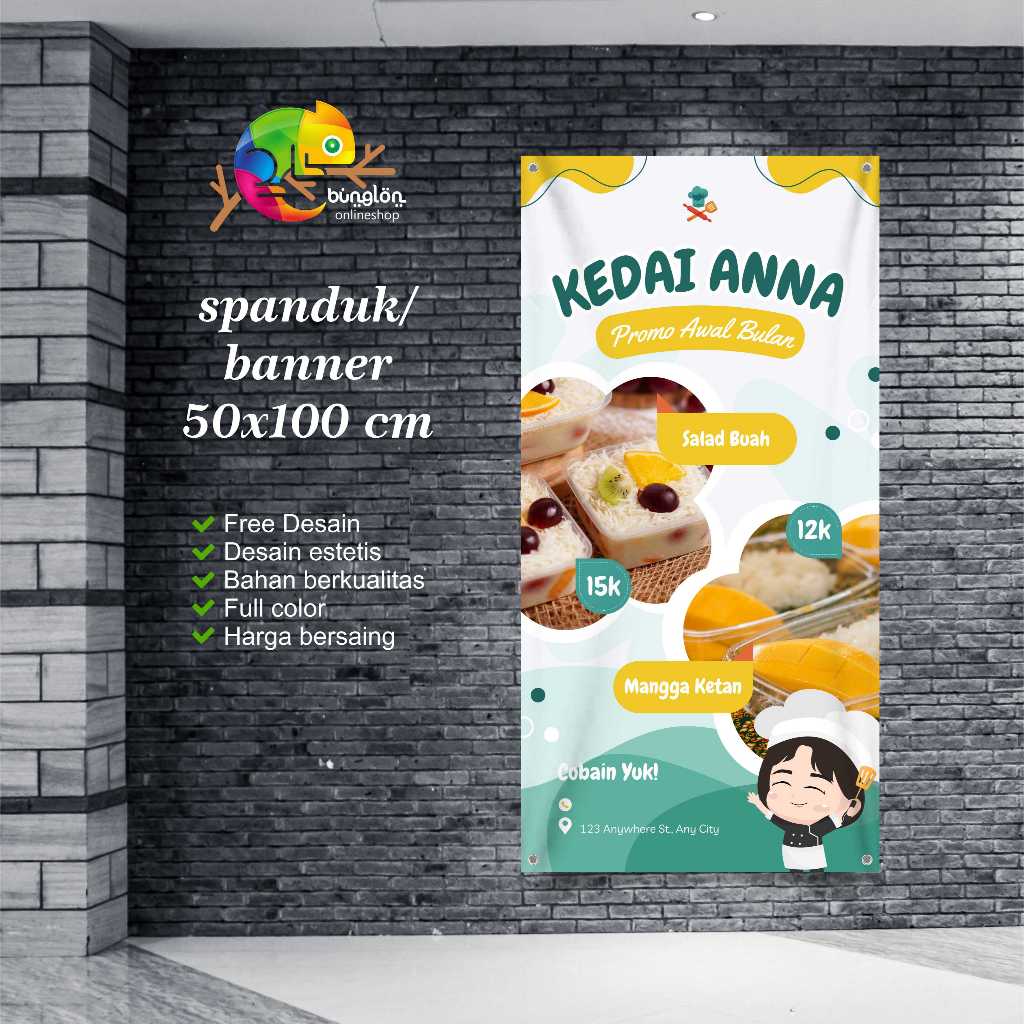 Jual Cetak Spanduk Banner Kuning dan Hijau Illustratif Modern Banner ...