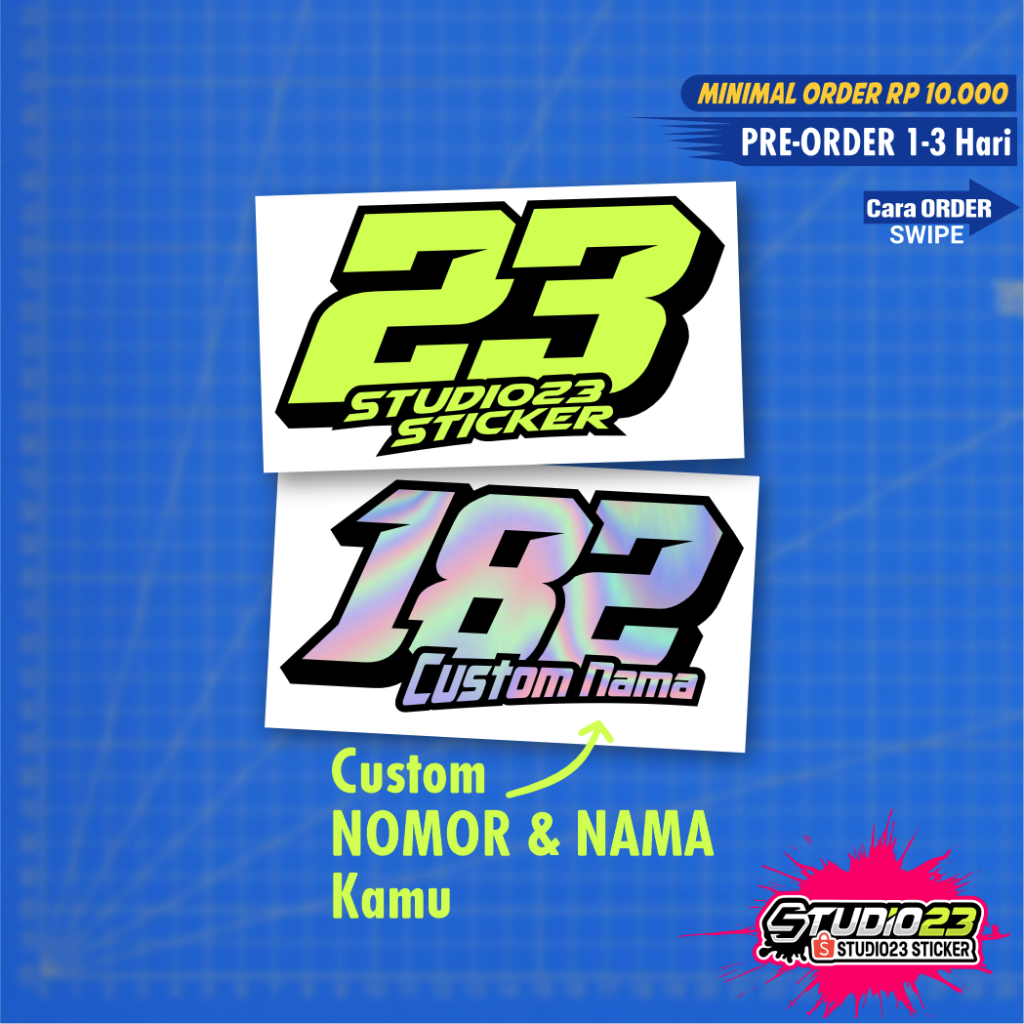 Jual Stiker Custom Nama & Nomor Start Racing Cutting Hologram (Bebas ...
