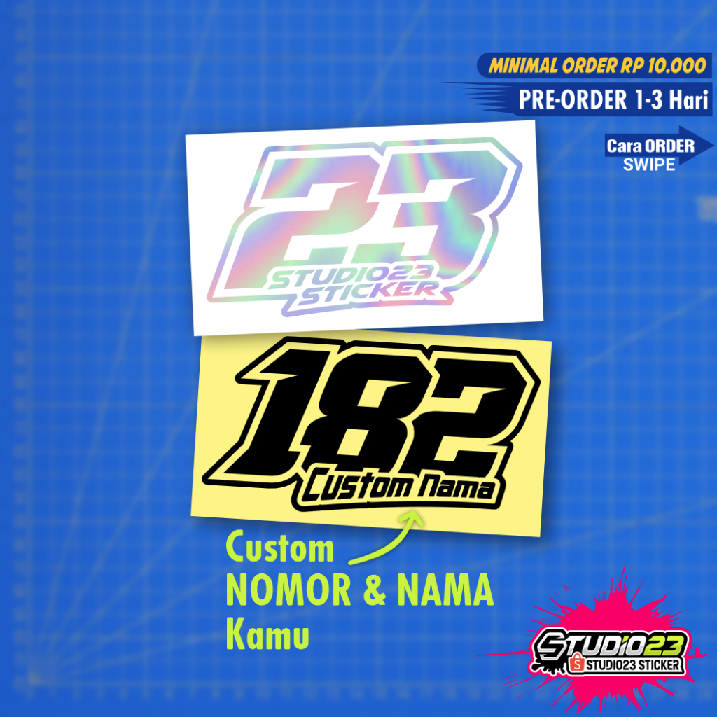 Jual Stiker Custom Nama & Nomor Start Racing Cutting Hologram (1 warna ...