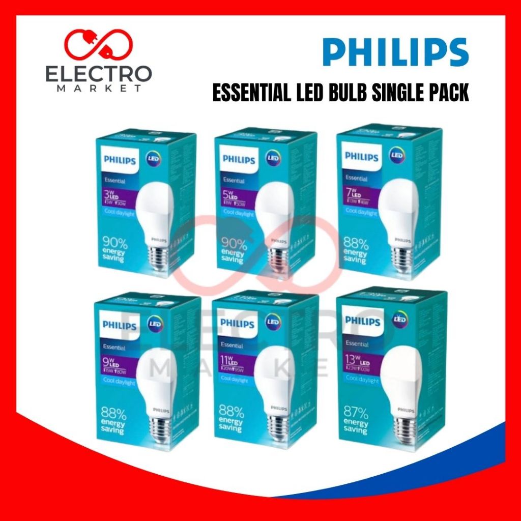 Jual Philips Essential Led Bulb 3W 5W 7W 9W 11W 13W Watt E27 6500K Putih | Shopee Indonesia