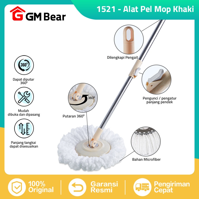 Jual GM Bear Tongkat Pel + Kain Pel Set 1521 - Mop Stick Set with ...
