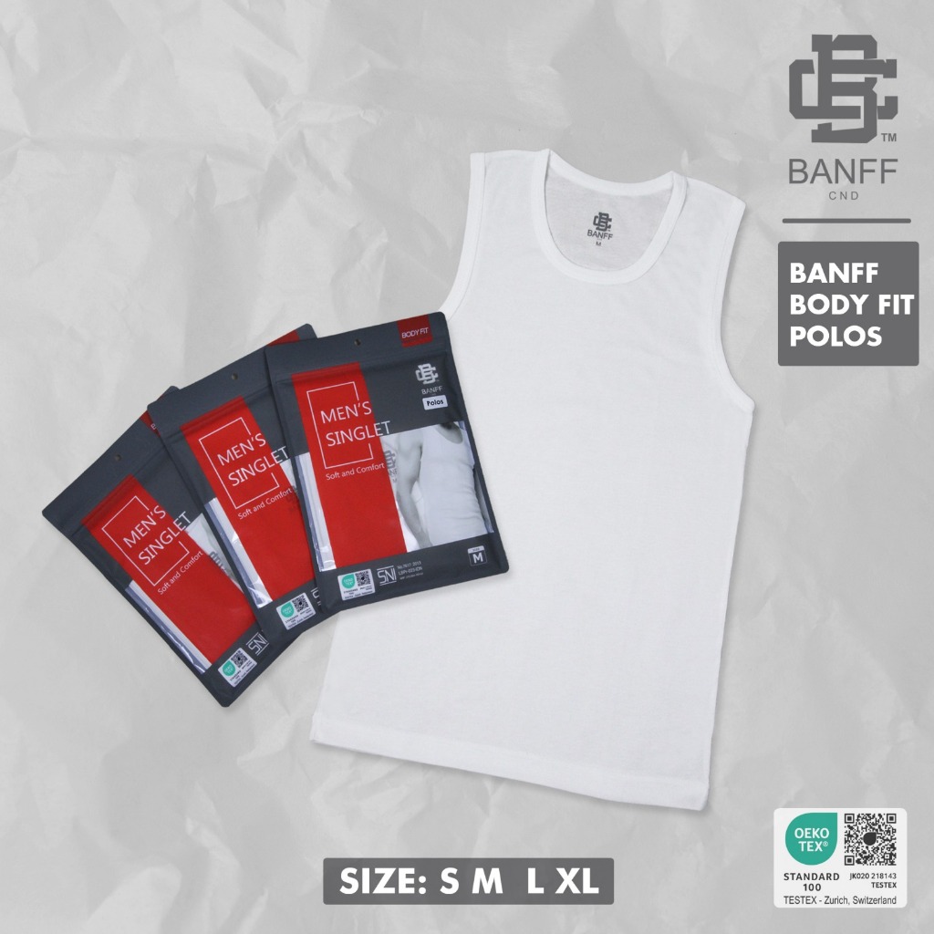 Jual BANFF- Singlet Pria Dewasa Body Fit Warna Putih Size SML XL ...