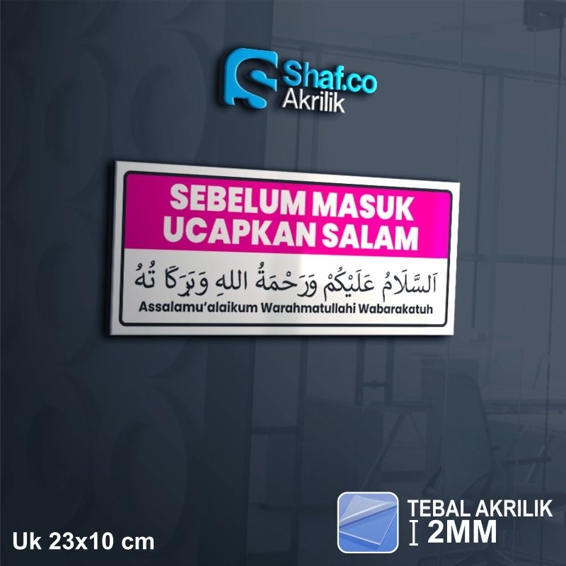Jual AKRILIK SIGN BOARD SEBELUM MASUK UCAPKAN SALAM // ACRYLIC // RAMBU ...